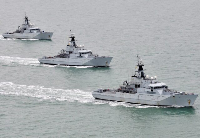 Entire Offshore Patrol Vessel fleet at sea or deployed